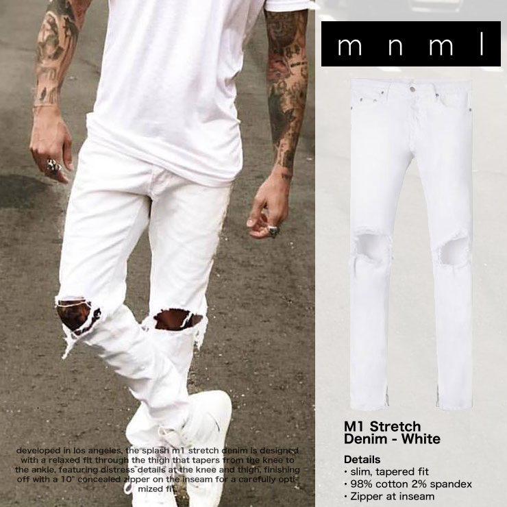 B系 ストリート系 | mnml | ミニマル | M1 STRETCH DENIM WHITE | デニムパンツ | ASYLUM（アサイラム）